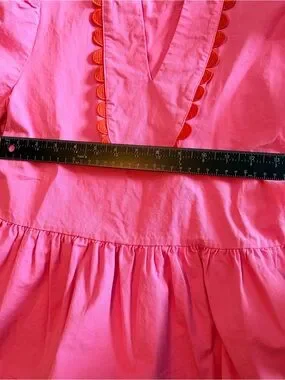 TCEC | Tops | Tcec Cotton Bright Pink Puff Sleeve Peplum Top | Poshmark